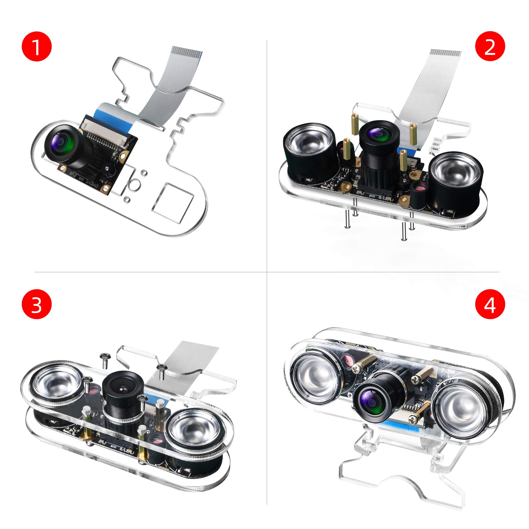 Smraza Camera Module for Raspberry Pi 4 with 5MP 1080p OV5647 Video Webcam Supports Night Vision Camera Module Compatible with Raspberry Pi 3 B+ / 3B / 2 Model B B+