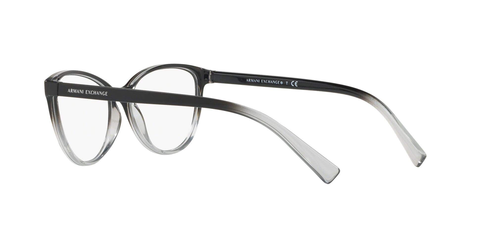 A|X ARMANI EXCHANGE Women's AX3053 Square Prescription Eyeglass Frames, Black/Transparent Smoke/Demo Lens, 53 mm