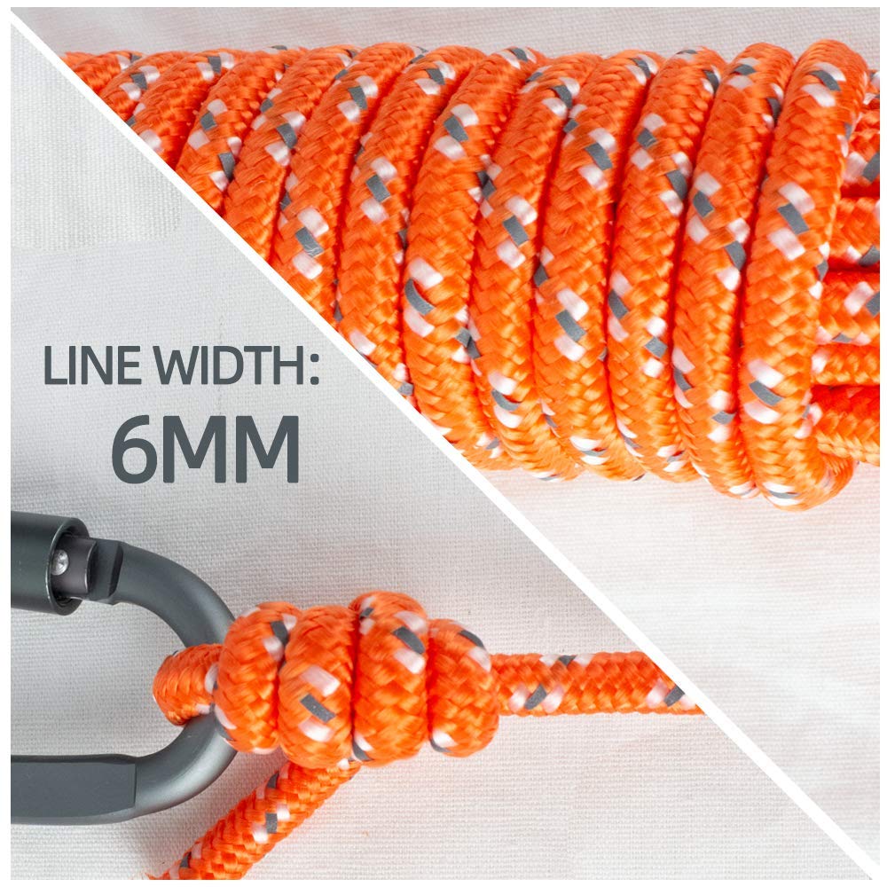 AITREASURE 32.8 ft/ 6mm Orange Floating Rope Reflective Water Tow Rope with Hooks Throwable Flotation Device Water Rescue Safety Equipment for Boating Swimming Pool