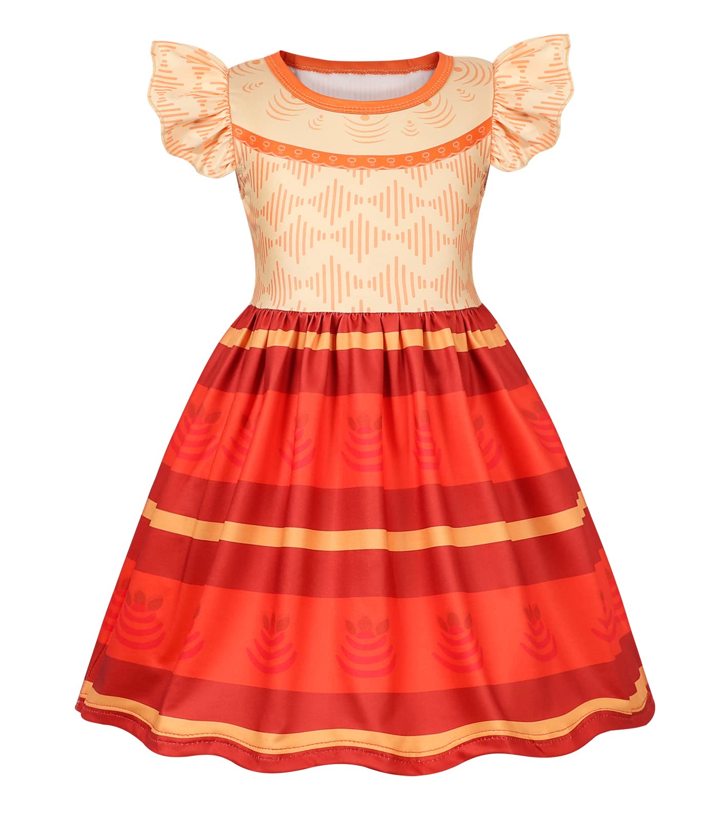 COTRIO Magic Family Dolores Costume Dress up for Girls Birthday Party Fancy Dress Toddler Kids Halloween Cosplay Outfits Role Play Clothes Pretend Play Dresses Size 5T (4-5 Years, Orange, 120)