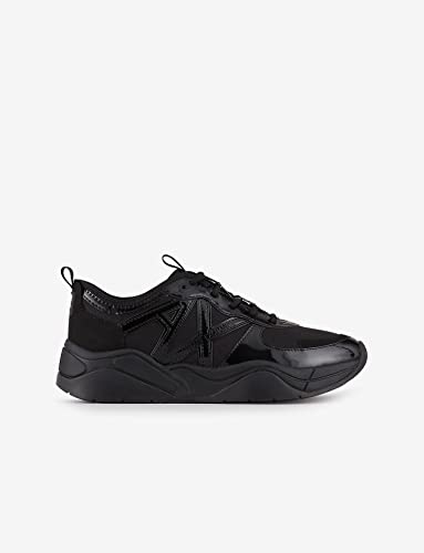 A|X ARMANI EXCHANGE Women's AX Logo Streetwear Sneaker, Black, 8.5
