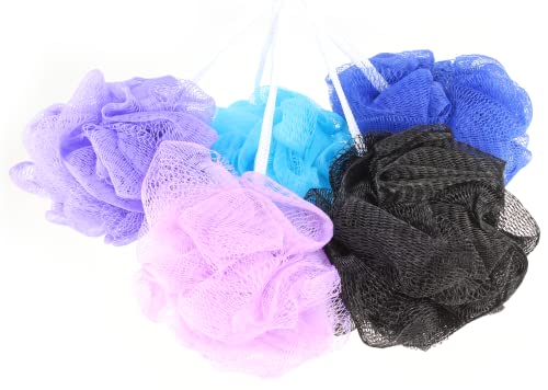 Pack of 5 Individually Wrapped Bath Shower Sponge Loofahs Mesh Pouf Ball Scrubber Assorted Colors (1)