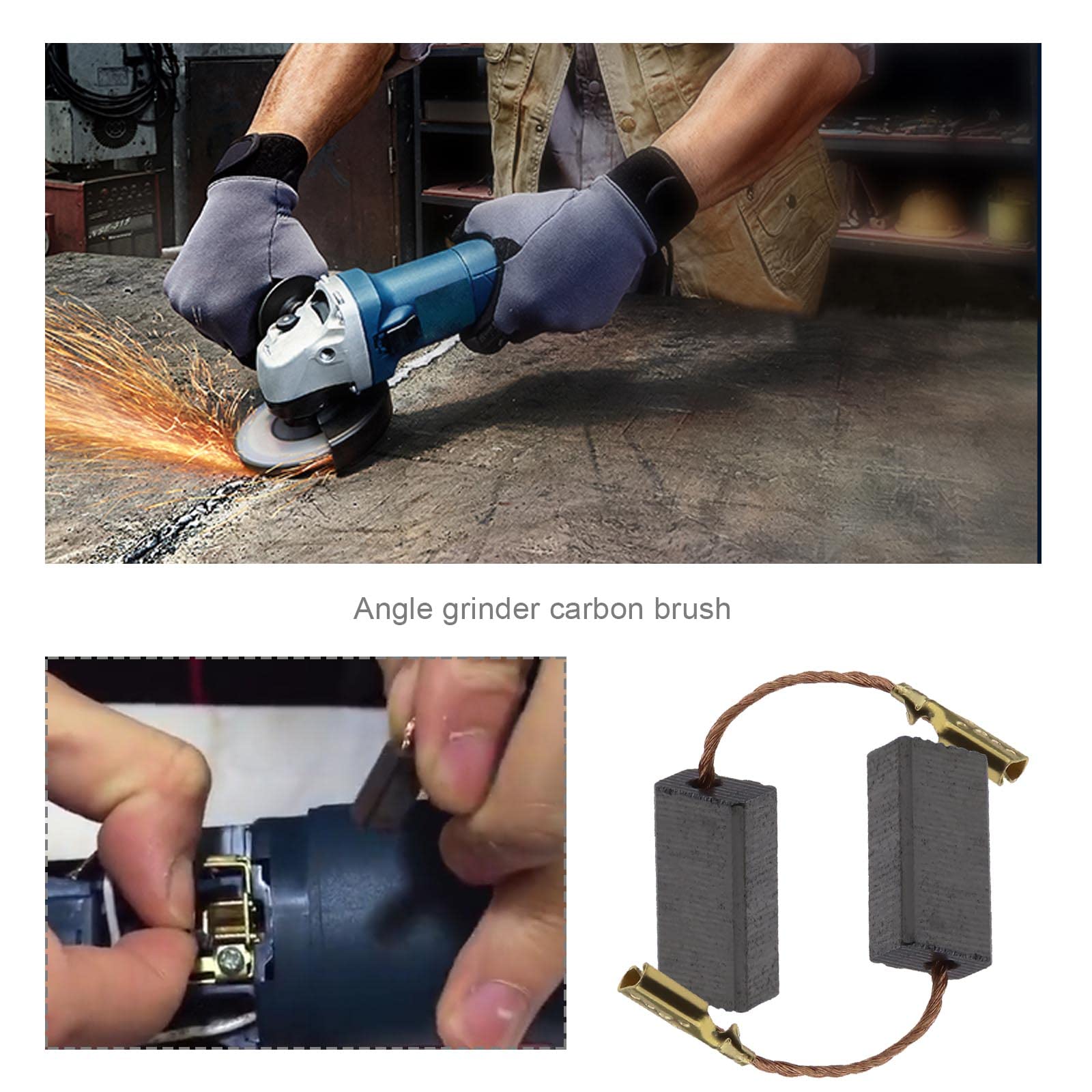 Create idea 20Pcs Angle Grinder Carbon Brushes 15x8x5mm/0.59x0.31x0.20inch Compatible with Bosch Replacement Repair Power Tool Spare Part