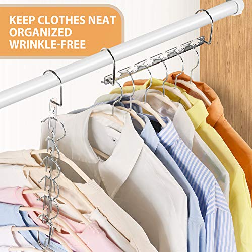 XFKITCHEN Metal Magic Hangers Space Saving Clothes Hangers Closet Space Saver Clothing Hanger Oragnizer for Wardrobe Space,Wrinkle-Free Clothes(Pack of 4)