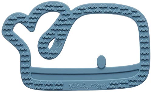 Itzy Ritzy Silicone Baby Teether β BPA-Free Infant Teether with Easy-to-Hold Design & Textured Back Side to Massage & Soothe Sore, Swollen Gums - Teething Toy for 3 Months & Up - Whale