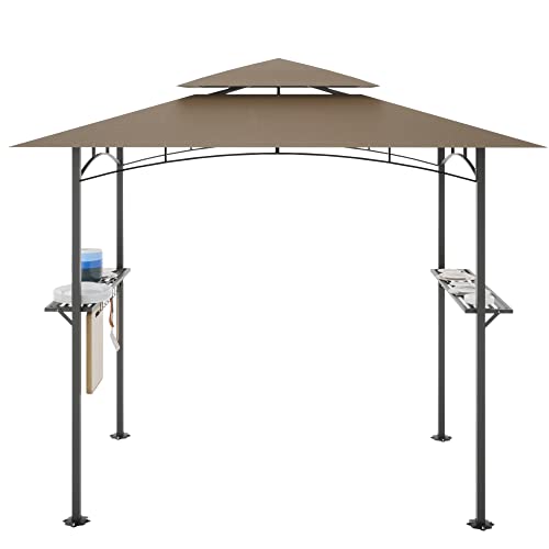 8'x 5' Grill Gazebo Canopy - Outdoor BBQ Gazebo Shelter with LED Light, Patio Canopy Tent for Barbecue and Picnic