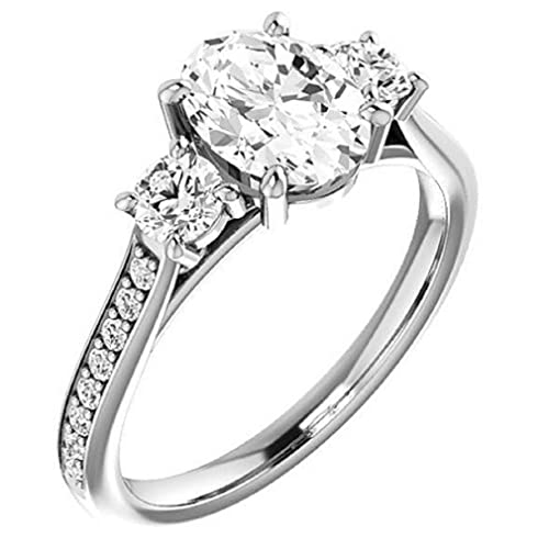 925 Silver, 10K/14K/18K Solid Gold Handmade Engagement Ring, 3 CT Oval Cut Moissanite Solitaire Ring, Wedding Ring for Women/Her, Anniversary Promise Gifts, VVS1 Colorless (10K Solid Rose Gold)
