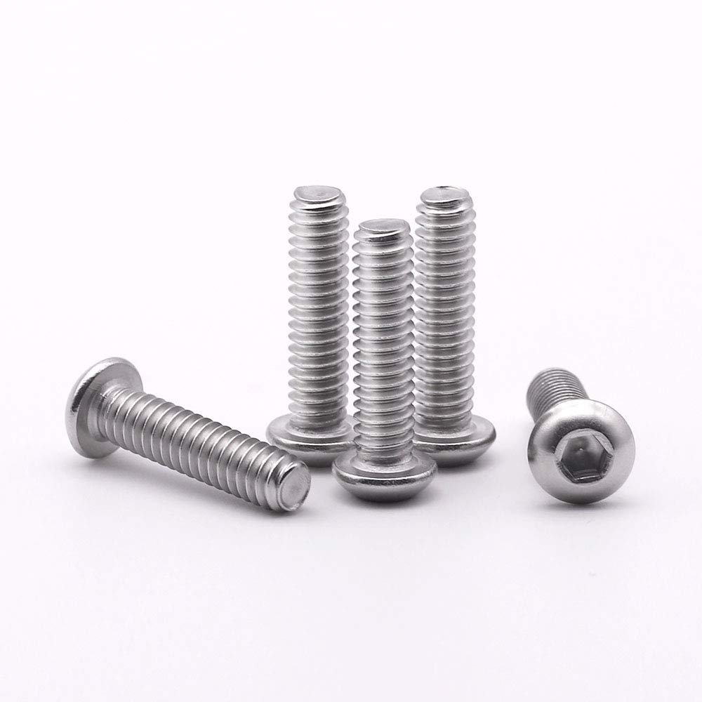 RoyceMart 5/16-18 x 5/8" (25 Pack) Hex Socket Button Head Cap Screws Bolts, Allen Socket Drive, 304 Stainless Steel 18-8, Bright Finish, Full Machine UNC Threads