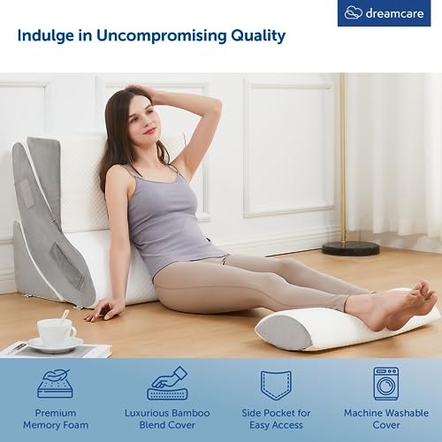 6pc Orthopedic Bed Wedge Pillow Set, Wedge Pillows Post Surgery, Foam Pillows for Back, Neck and Leg Pain Relief, Adjustable Wedge Pillow for Sleeping-Acid Reflux, Anti Snoring, Heartburn & GERD