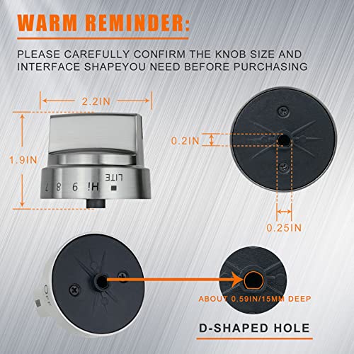 5 Pack Stainless Steel WB03x24818 Gas Stove Knob Replacement for ge,PS11729081 AP5989029 100% Stainless Steel Stove Replacement Knobs,Compatible with ge Stove Knob(Not Universal)-1 Years Warranty