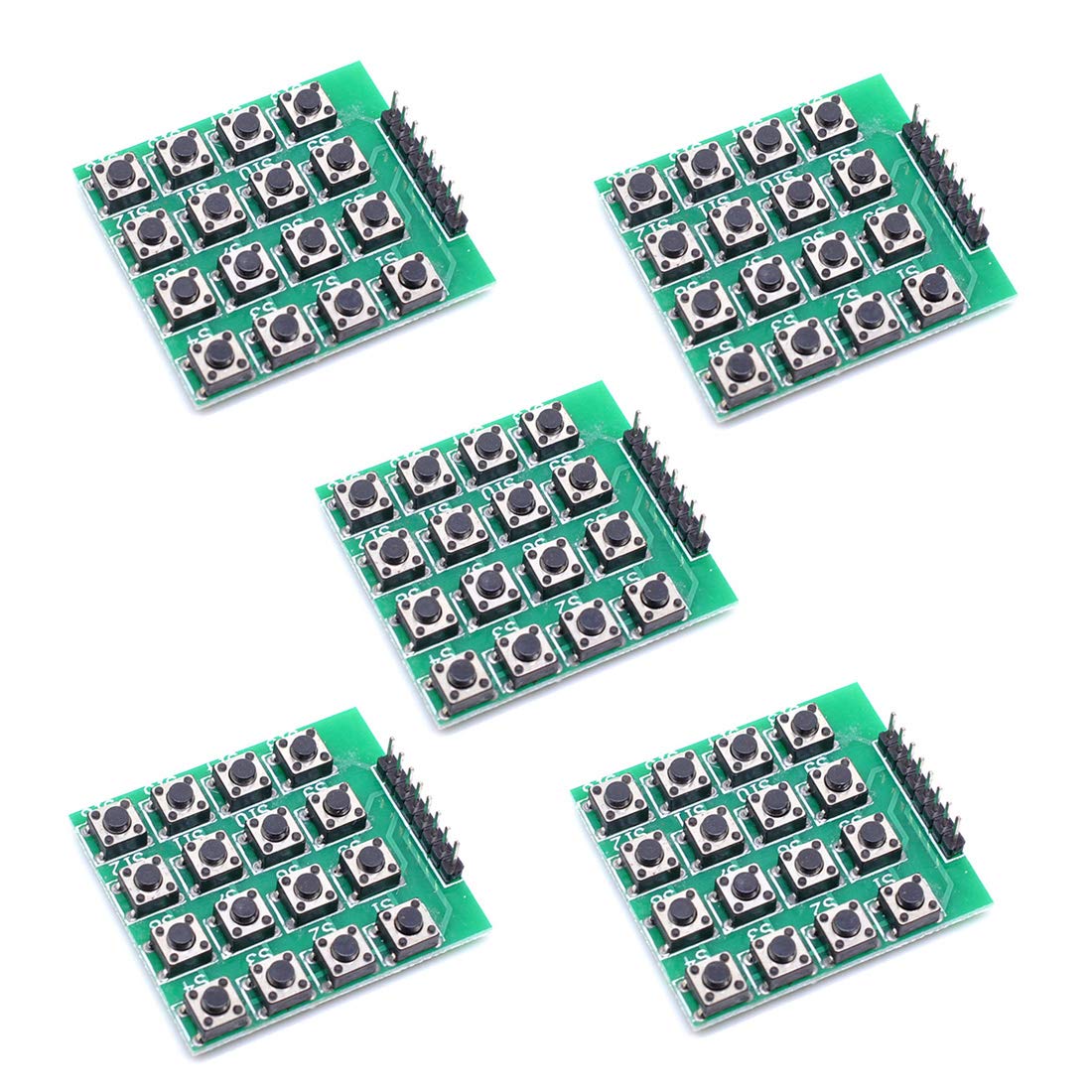 Oiyagai 5-Pack Universal 4x4 Matrix Keypad Module with 16 Buttons, Ideal for Arduino DIY Projects