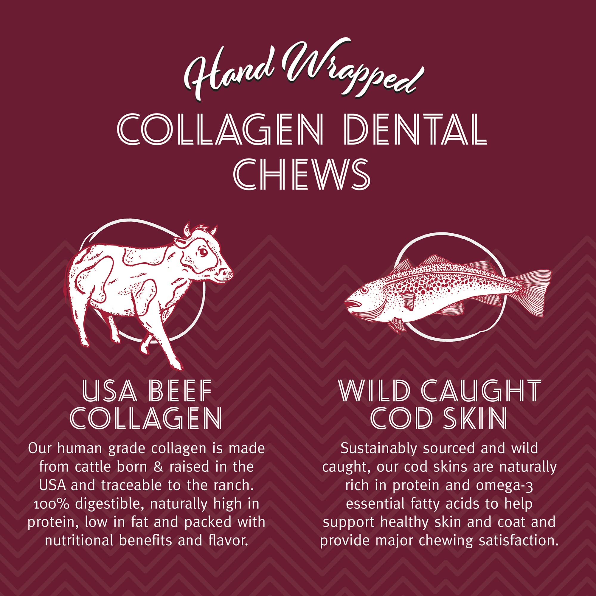 Icelandic+ Beef Collagen Dental Chew Stick Wrapped with Fish 8" Dog Treat