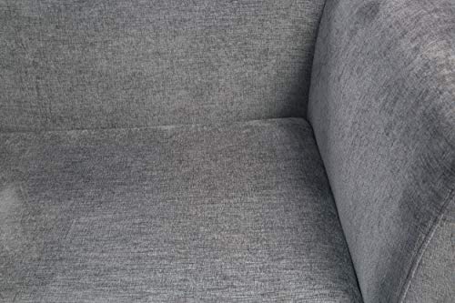 Iconic Home Arianna Sofa Linen-Textured Upholstery Espresso Finished Lattice Wood Frame, Modern Transitional, Grey