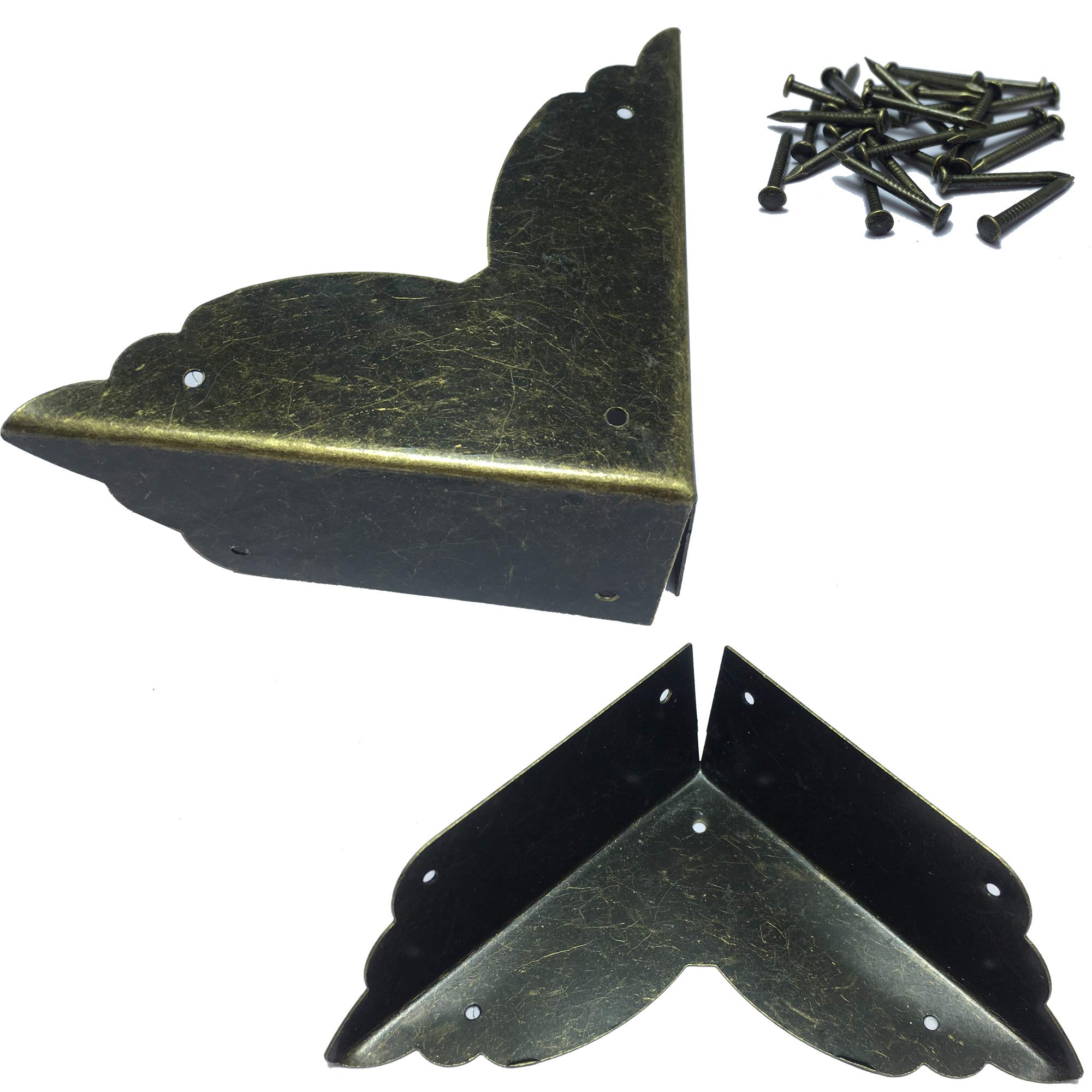 Corner Protectors Metal Bronze Box Corners Corner Decorative Side Length 2.8" Set of 10