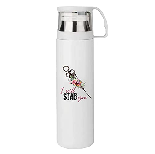 XiErSi Funny Coffee Thermos Cup - I Will Stab You - Gag Gift Ideas for Nurses Nursing Graduation Gifts Nursing Mugs for Nurses Birthday Cute 14 oz Coffee Cups for Nurse