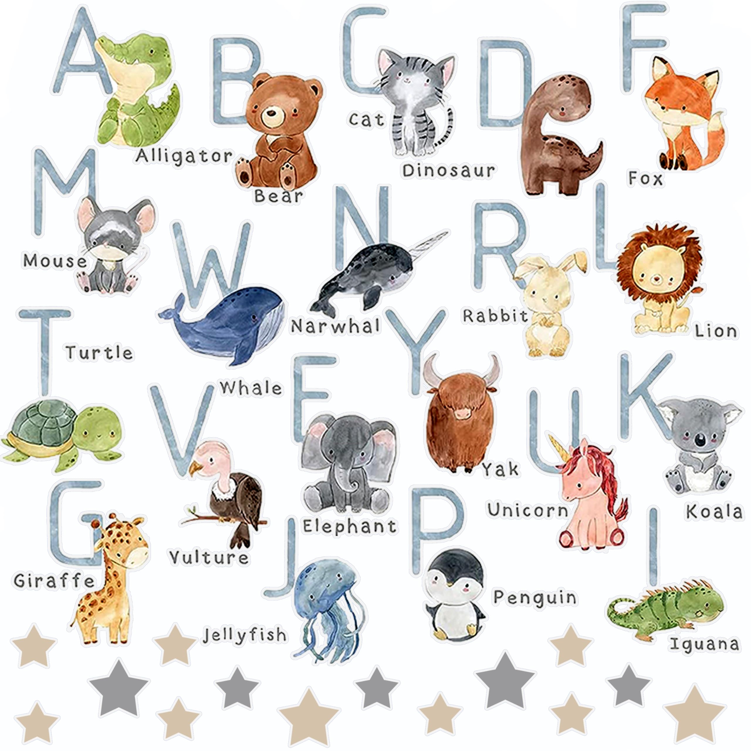 ABC Wall Stickers, Alphabet Wall Decals, Animal Alphabet Wall Decals, Classroom Wall Decals, ABC Wall Decals, Wall Stickers for Kids ABC Letters, ABC Decal for Kids Room