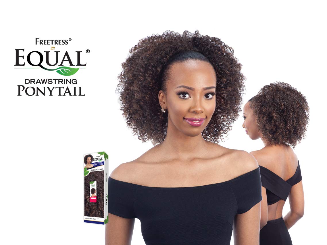 FreeTress Equal Synthetic Hair Drawstring Ponytail Bohemian Fro (1B)
