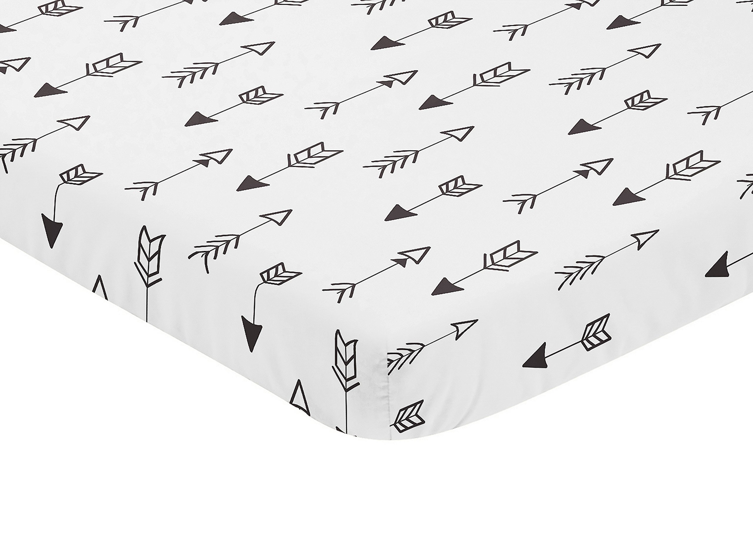 Sweet Jojo Designs Black and White Arrow Baby Boy or Girl Unisex Fitted Mini Portable Crib Sheet for Fox Collection - for Mini Crib or Pack and Play ONLY