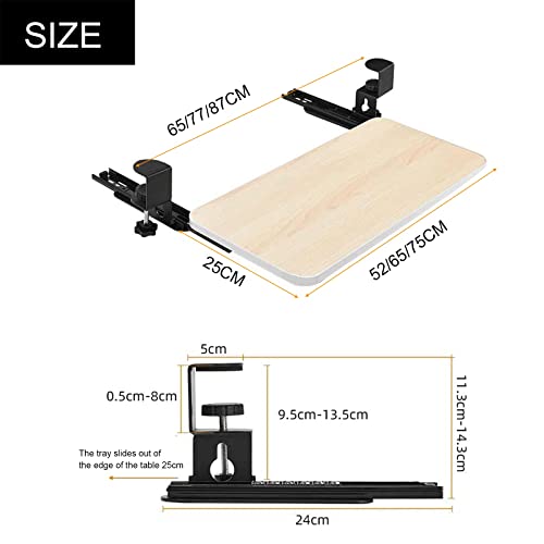 4 Colours Wooden Keyboard Tray Under Desk Storage - Clamp-On - Sliding Keyboard Shelf - Desk Extender Elbow Arm Support, Easy Installation, Ergonomic for Typing/Gaming