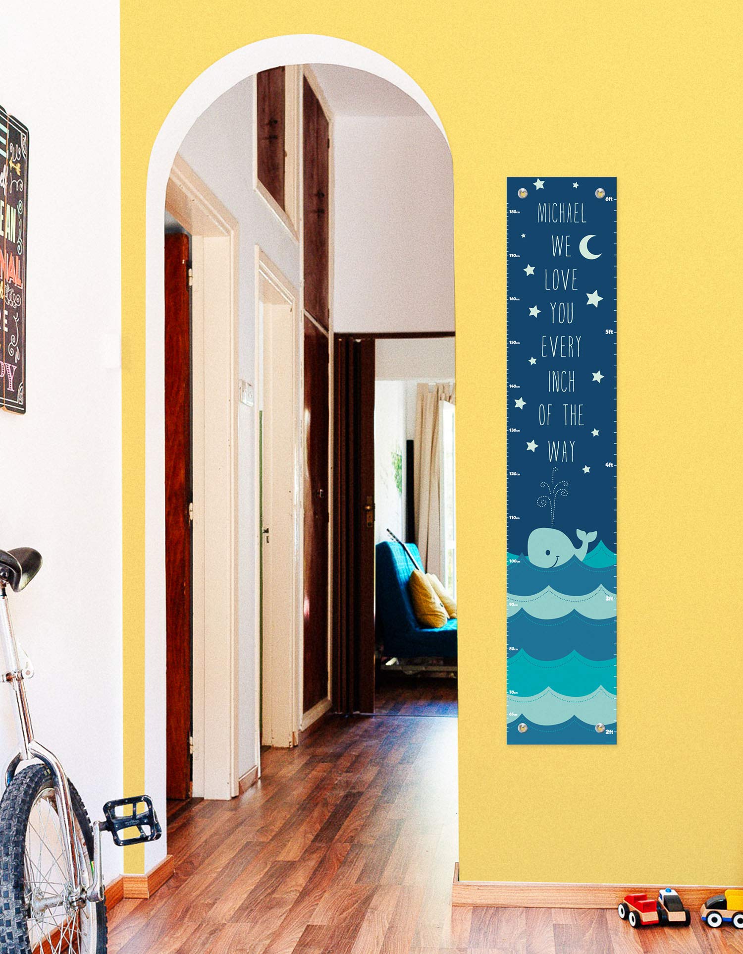 Nautical Gifts for Kids Name We Love You Every Inch of The Way Aquatic Decor Customized Growth Chart