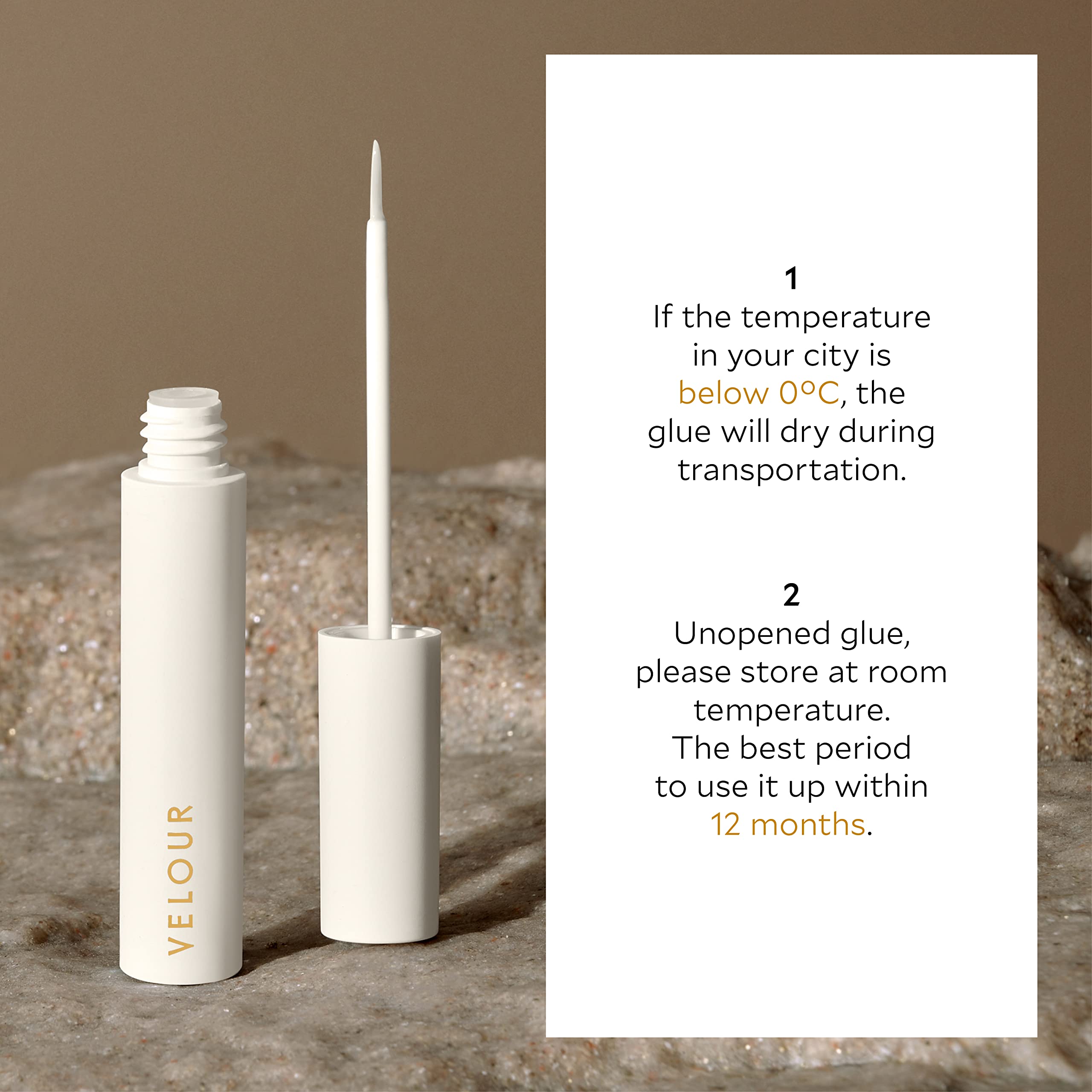 Velour Strong Eyelash Glue β Super Hold Vegan Lash Adhesive, Brush on Applicator β Premium, Latex-Free Individual Bond for Strip Eyelash Extensions, False Lashes (White)