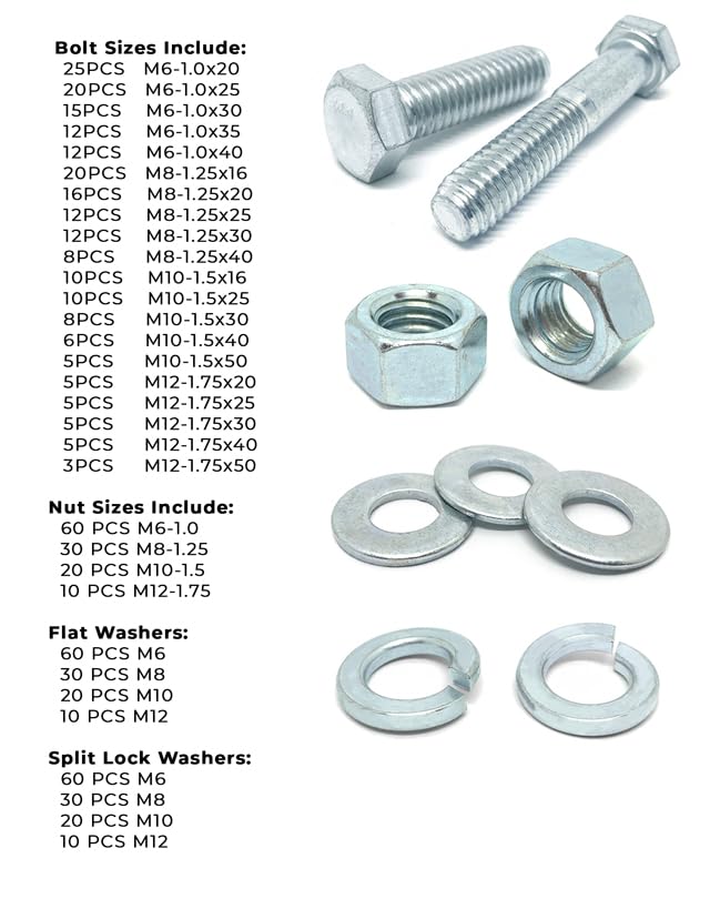 Metric Class 10.9 Hex Cap Screws Bolts, Nuts, & Washers Assortment Kit - 574 Pieces!