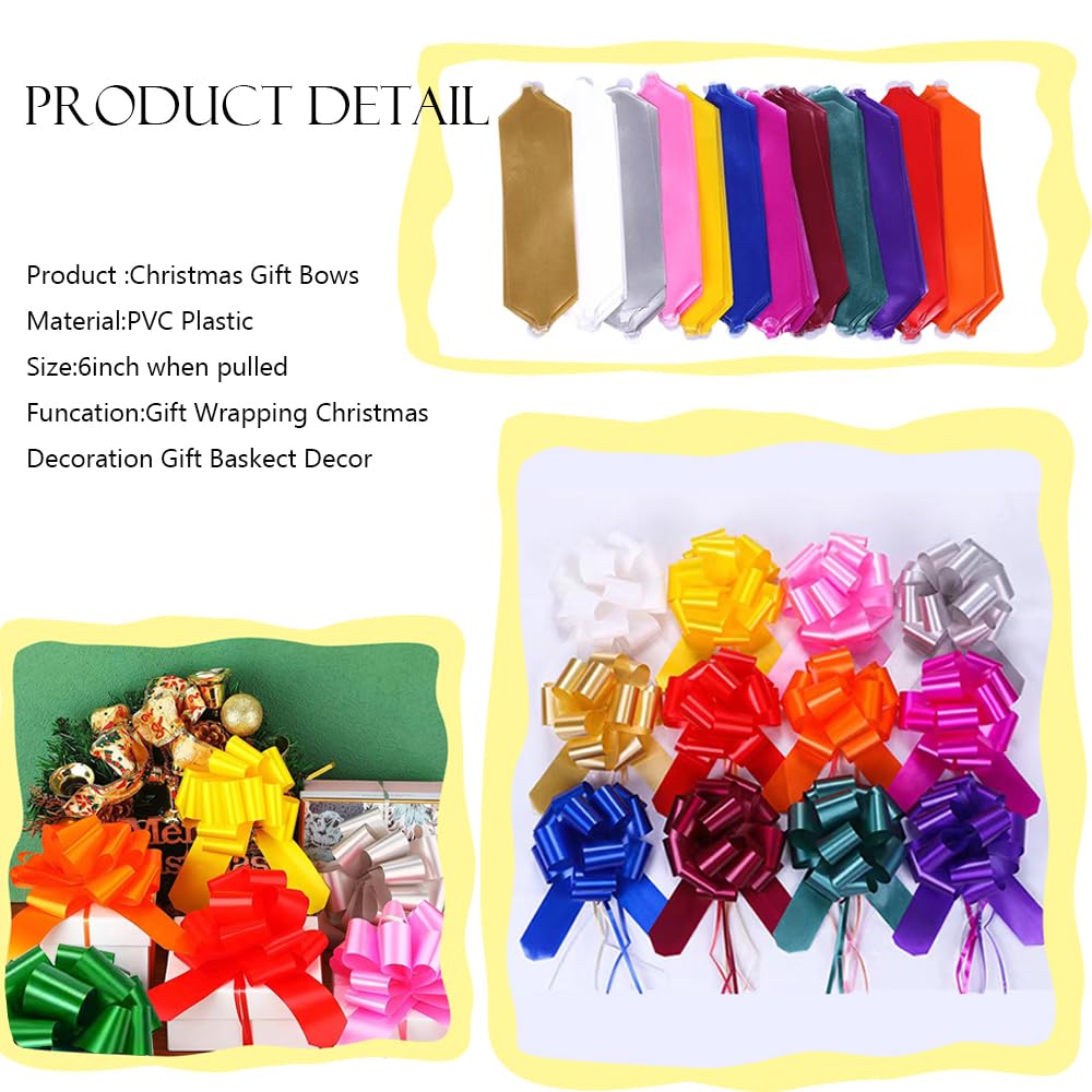HQJAXJ 16 Pieces Pull Bows for Gift Wrapping,Gift Bows,Mixed Color Bows Gift Wrap Bows for Wedding,Birthday,Anniversary,Christmas,Party Favors 6 Inch