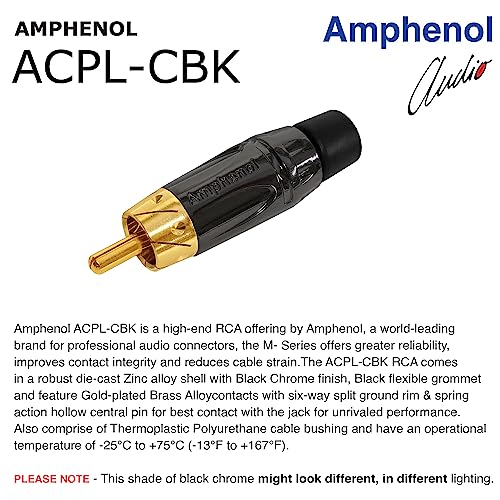 4 Foot RCA Cable Pair - Gotham GAC-4/1 (Black) Star-Quad Audio Interconnect Cable with Amphenol ACPL Black Chrome Body, Gold Plated RCA Connectors - Directional