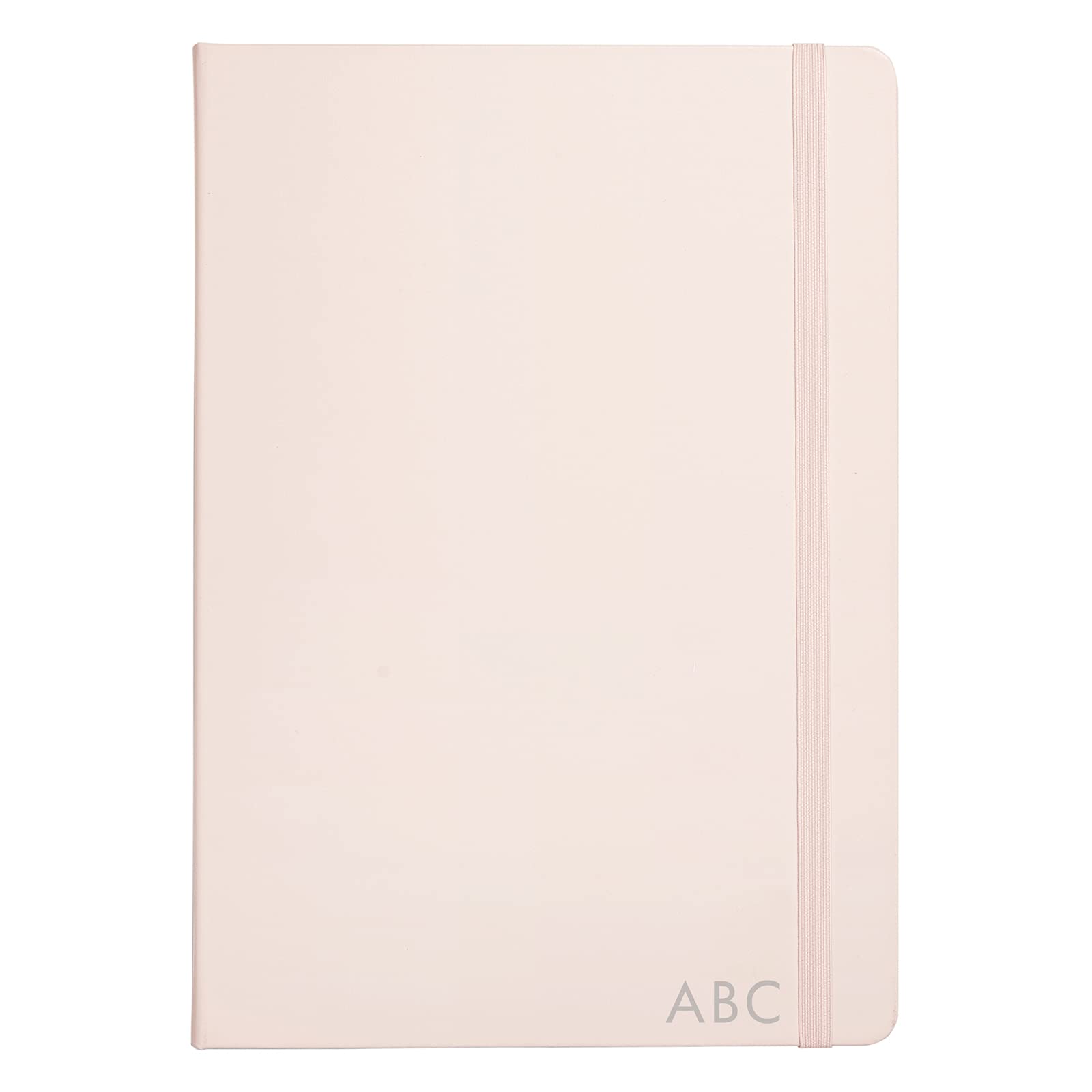 A4 Bonded Leather Journal in Blush, Featuring an Elastic Closure and Ribbon Page Marker, Lined Paper, 128 Pages, 11.97" L x 8.46" W x 0.59" H by kikki.K
