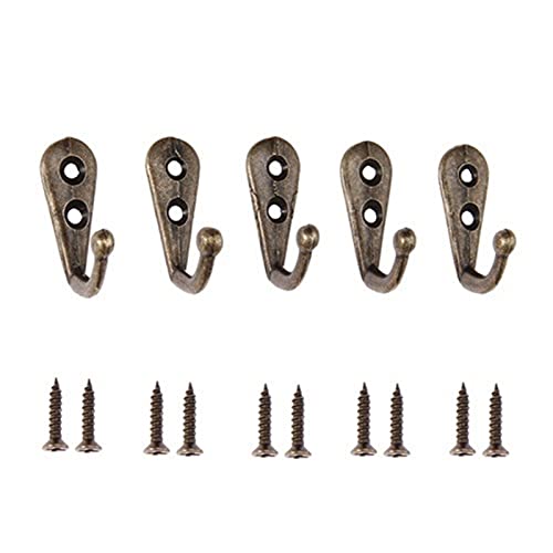 ANYUFEI 5Pcs Wall Hanger Curved Buckle Horn Lock Clasp Hook Zinc Alloy Door Wall Hooks Hanger Black/Gold/Silver/Bronze w/Screws (Size : A)