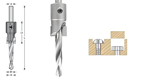 Amana Tool 55142 Carbide Tipped Shankless Counterbore with Slow Spiral #24 Screw 3/4 D x 3/8 Drill D x 3/8 Drill SHK