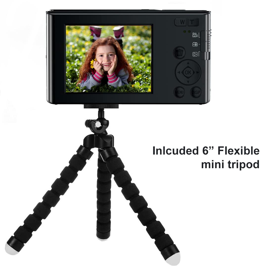 Acuvar 44MP Compact Point & Shoot Digital Camera, 16X Digital Zoom, 2.4 Inch Screen & 32GB SD Card, Card Reader, 6" Tripod & 6PC Card Holder Vlogging Camera for Kids Teens Students Boys Girl (Black)