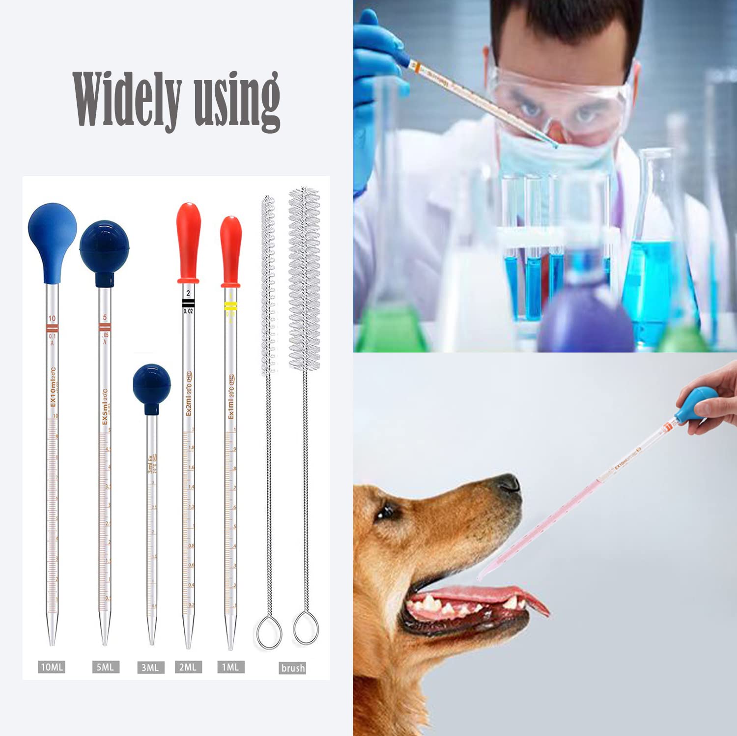 Thick Glass Graduated Dropper Pipettes with Caps Set of 5(1ml 2ml 3ml 5ml 10ml)
