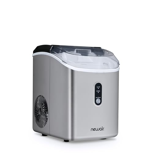Newair Nugget Countertop Ice Maker Machine | 26 lbs. | Sonic Ice Maker in Stainless Steel, Self-Cleaning Function, Refillable Water Tank, Perfect Canes Ice for Kitchens, Offices, Home Coffee Bars