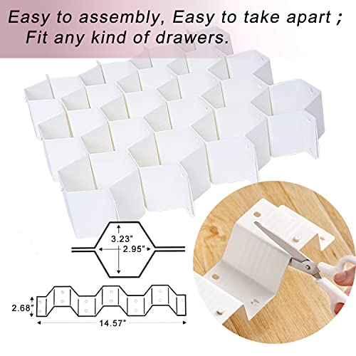 Na.c health Drawer Divider Organizer, Adjustable Honeycomb Underwear Socks Storage Organizer,Dresser Ties Clothes Closet Organizer 8pcs (white)