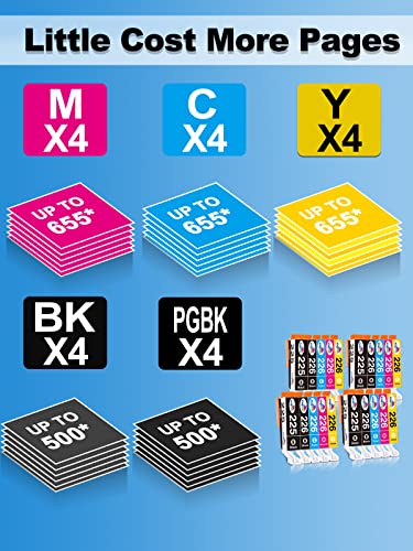 KINGWAY Compatible Ink Cartridge Replacement for Canon PGI-225 CLI-226 to Work with MG6220 MG6120 MG5320 MX882 MX892 Printer, 20 Pack(4 x Large Black/Small Black/Cyan/Magenta/Yellow)
