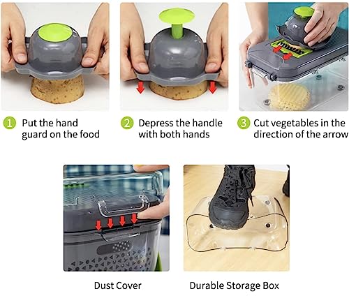 Chopper Vegetable Cutter 22-in-1, Mandoline Slicer with 13 Blades, with Container | Cutter | Egg Slicer | Cheese Grater | Veggie Dicer | Onion Mincer Chopper (GREEN)