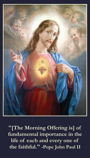 Morning Offering LAMINATED Holy Card (5-pack) with Two Free Prayer Cards Included