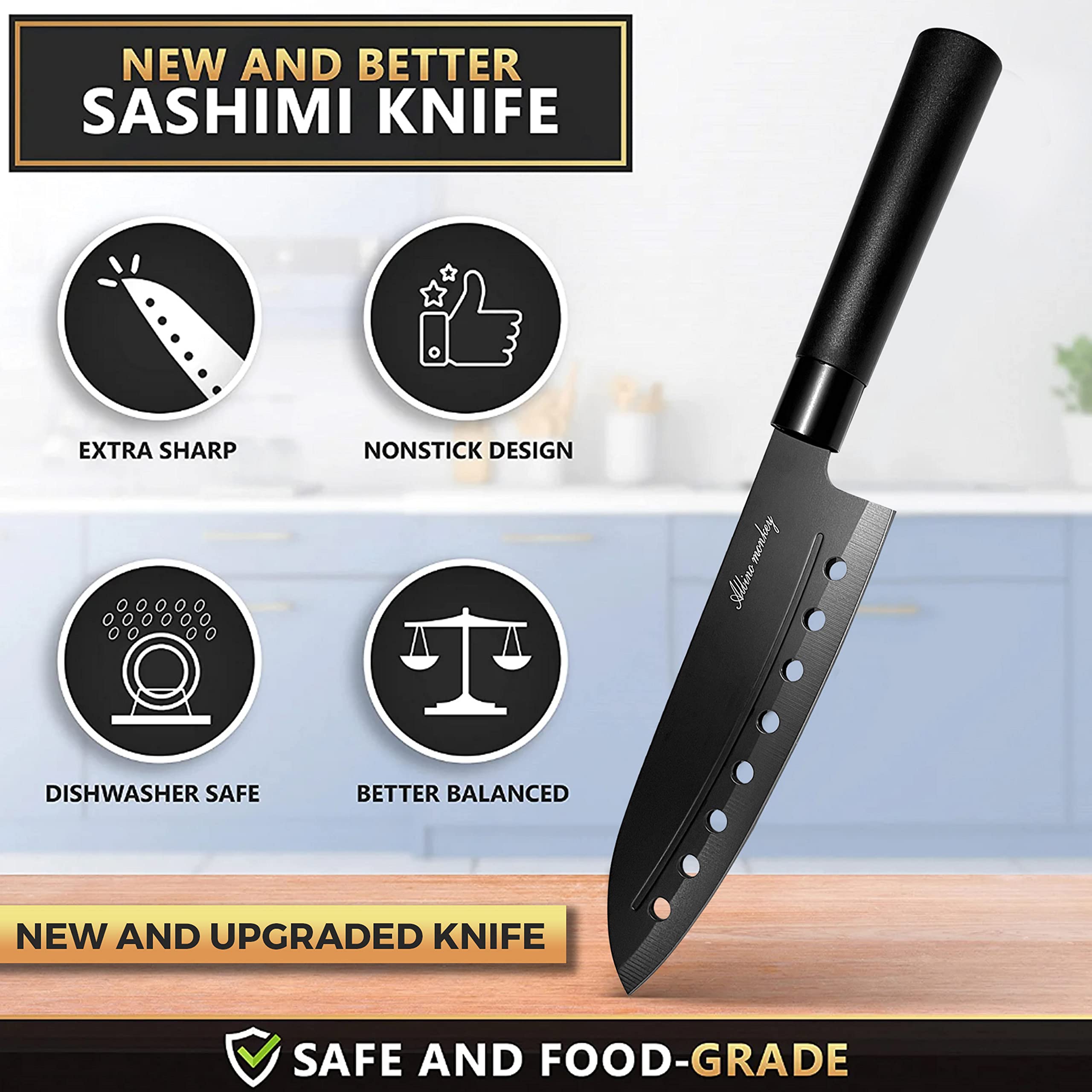 Albino monkey Sushi Making Kit - Elevate Your Sushi Skills in Minutes! Includes New Upgraded Sashimi Knife & Sushi Maker Bazooka, 2 Mats, Nigiri Tool, and More β Perfect for Beginners