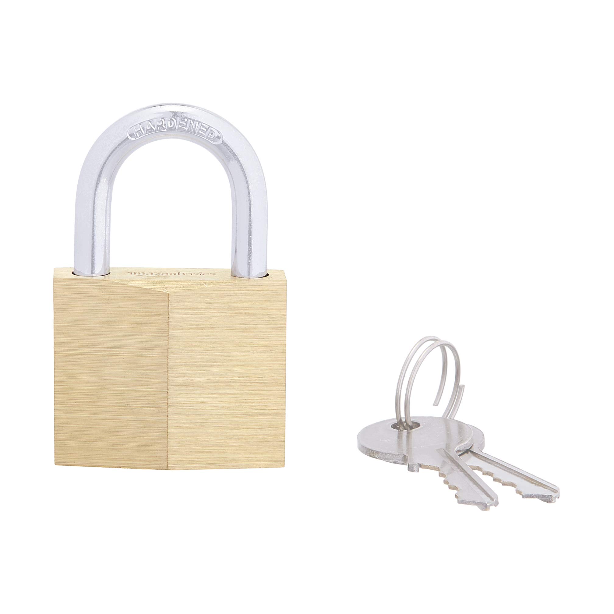 Amazon Basics 1-9/16-inch Keyed Padlock, Brass, 2-Pack