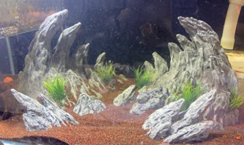 AWXZOM “Soul Valley” Aquarium Ornaments 2~5 Gallon Aquarium Decoration Model Kits, Include 7 pcs Resin Imitation Stone