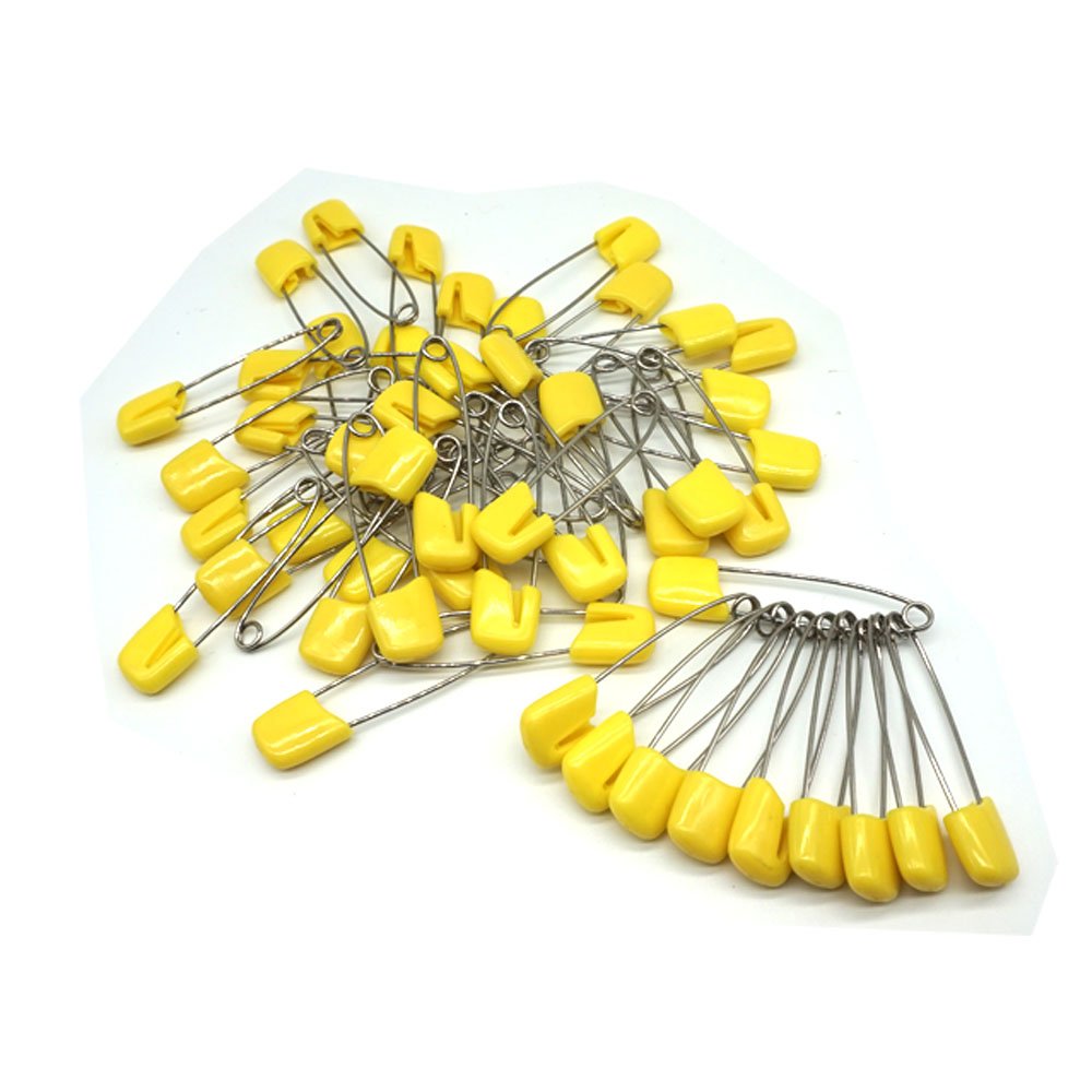 GTONEE Baby Safety Pins Secure Clips for Fastening Baby Clothes Diaper Napkins 50pcs 60PCS 30PCS (Yellow, 50 pcs)