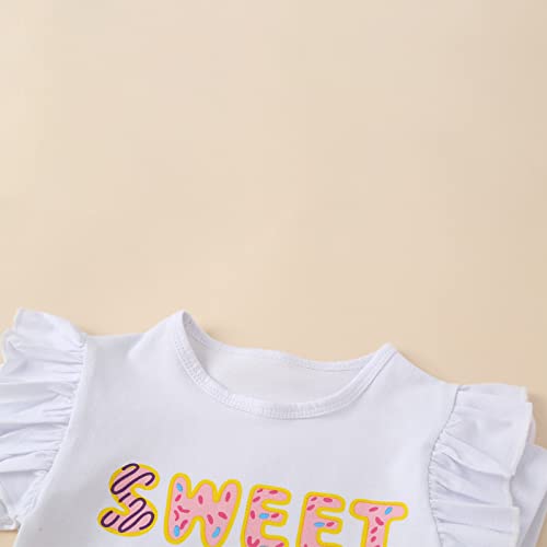 Baby Girls Birthday Outfit Sweet One/Two Donut Bell Bottom Pants Headband Set (Two Sweet Pink 2, 18-24M)
