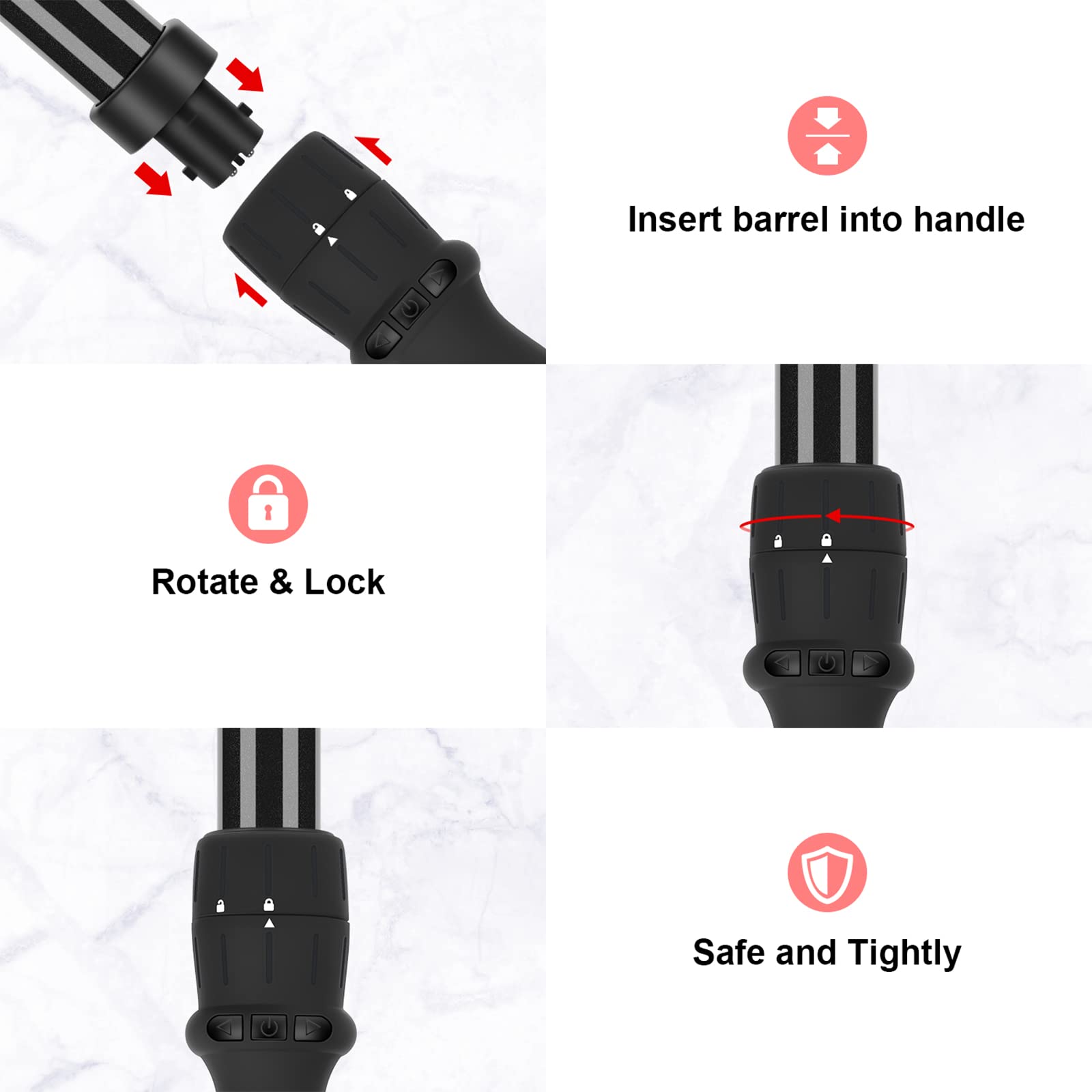 PARWIN PRO BEAUTY Curling Iron Set 7 in 1 Interchangeable Barrels Dual Voltage Hair Curler LCD Display Tourmaline Ceramic Curling Iron with Heat Resistant Glove, Black 7 Sizes - Standard