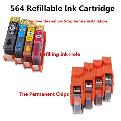 F-INK Full Refillable Ink Cartridge Replacement For HP 564 564XL Ink,Works With Deskjet 3070A 3522 3526 Photosmart 5510 5511 5514 5515 5522 6510 b109a b109n b11 b209a b210a Printer