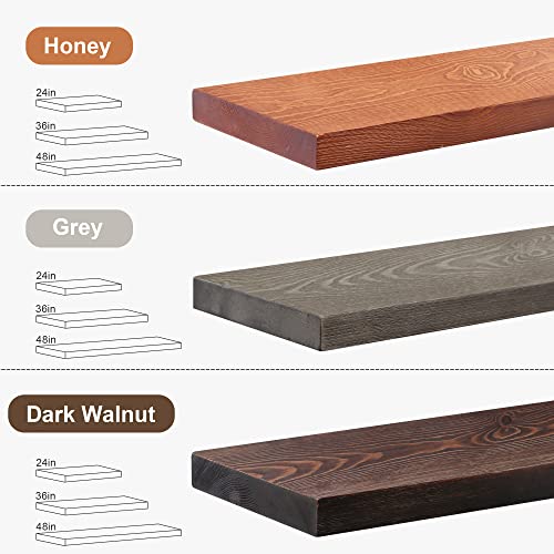 Axeman 48 Inch Floating Shelf, 8 Inch Deep Solid Pine Wood Shelves, Rustic Wall Mounted Shelves for Wall Decor & Storage, Dark Wood Shelves for Bathroom Kitchen Living Room - Dark Walnut