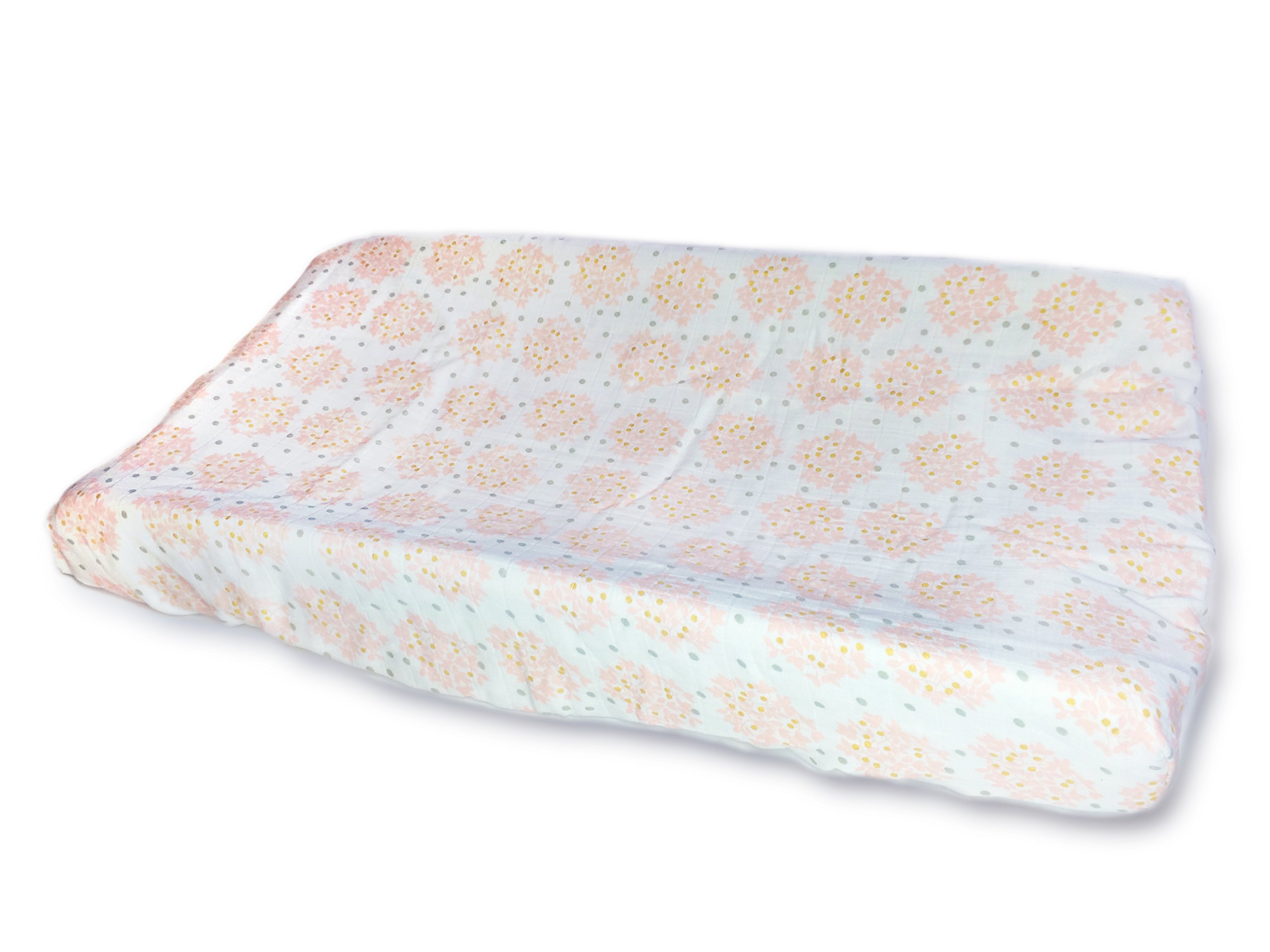 Softest Cotton Muslin Changing Pad Cover, Pink Heavenly Floral