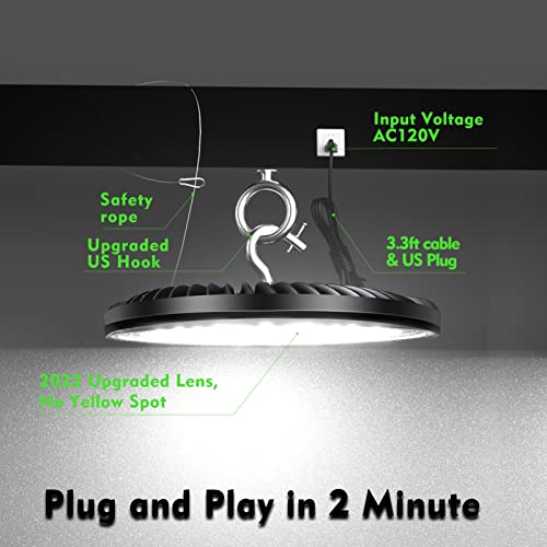 bulbeats 200W LED High Bay Light 28000lm (Eqv.800W MH/HPS) 5000K Daylight ETL High Bay LED Light with US Plug for Commercial Bay Lighting Energy Saving Upto 7300KW/5Yrs(5Hrs/Day) -8Pack