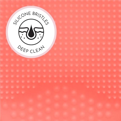 S&T INC. Face Scrubber for Skin Care, Silicone Face Exfoliator, 2 Pack, Coral/Teal