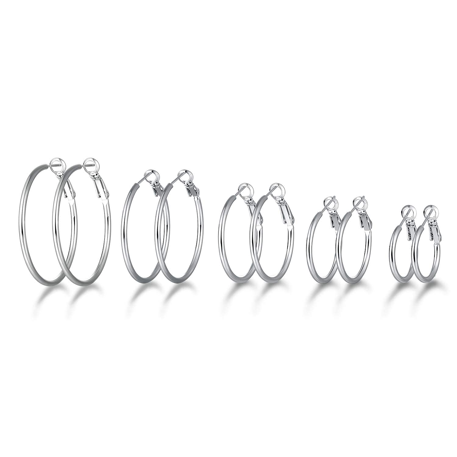 5 Pairs 316L Hoop Earrings For Women Stainless Steel Hoop Earring Set 25mm 30mm 35mm 40mm 45mm